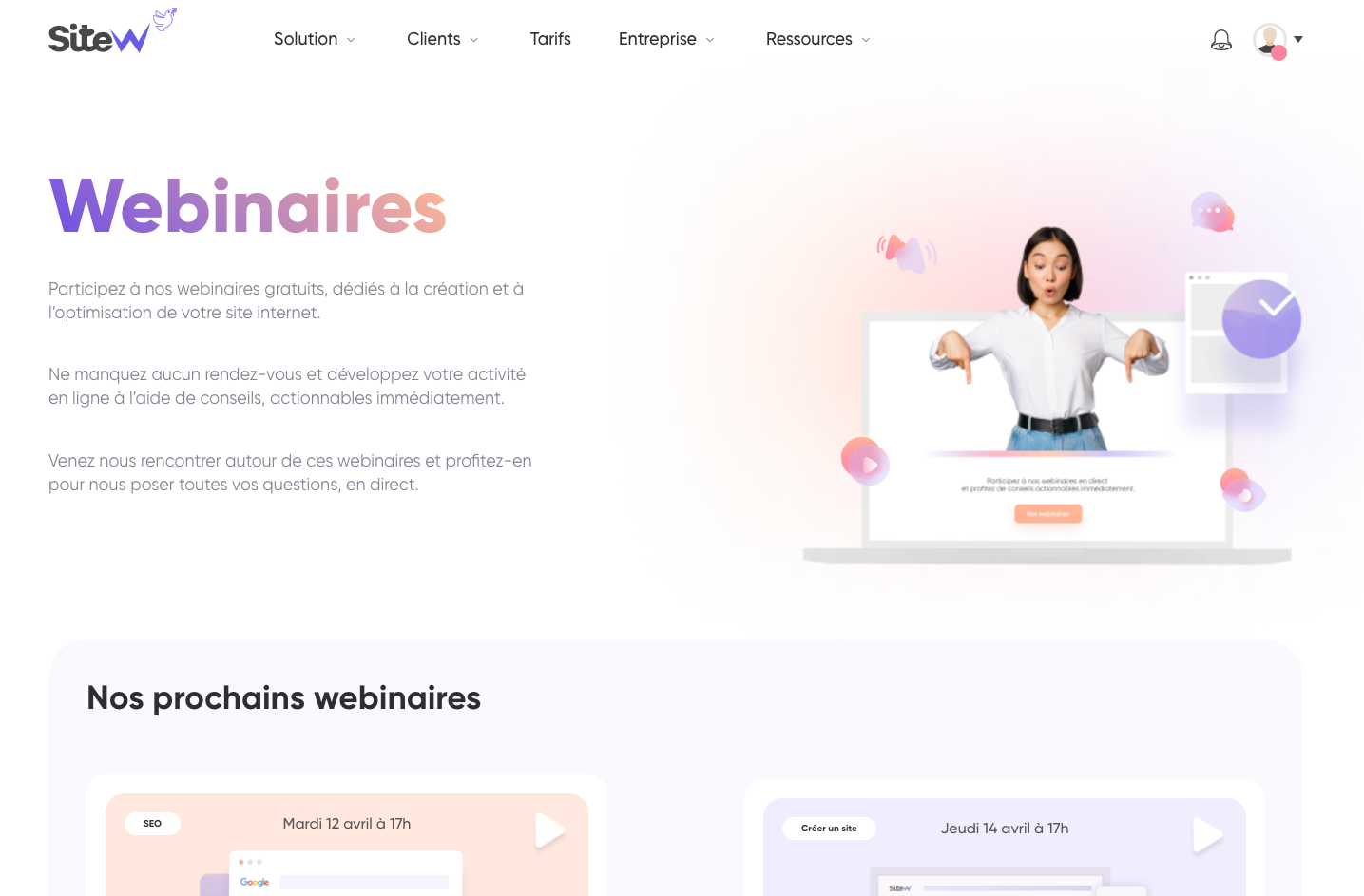 Participez à nos webinaires gratuits, 100% en ligne